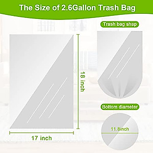 Clear Trash Bags - 100 Clear 2.6 Gallon Small Garbage Bags（white） for home office kitchen Trash Can Bathroom Bedroom…