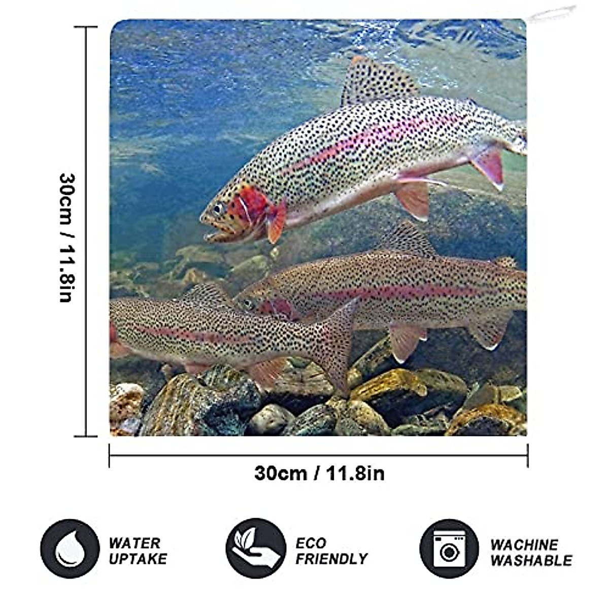 Golden Trout Hanging Hand Towel Handkerchief with Hanging Loop for Home Kitchen Bathroom Laundry Room