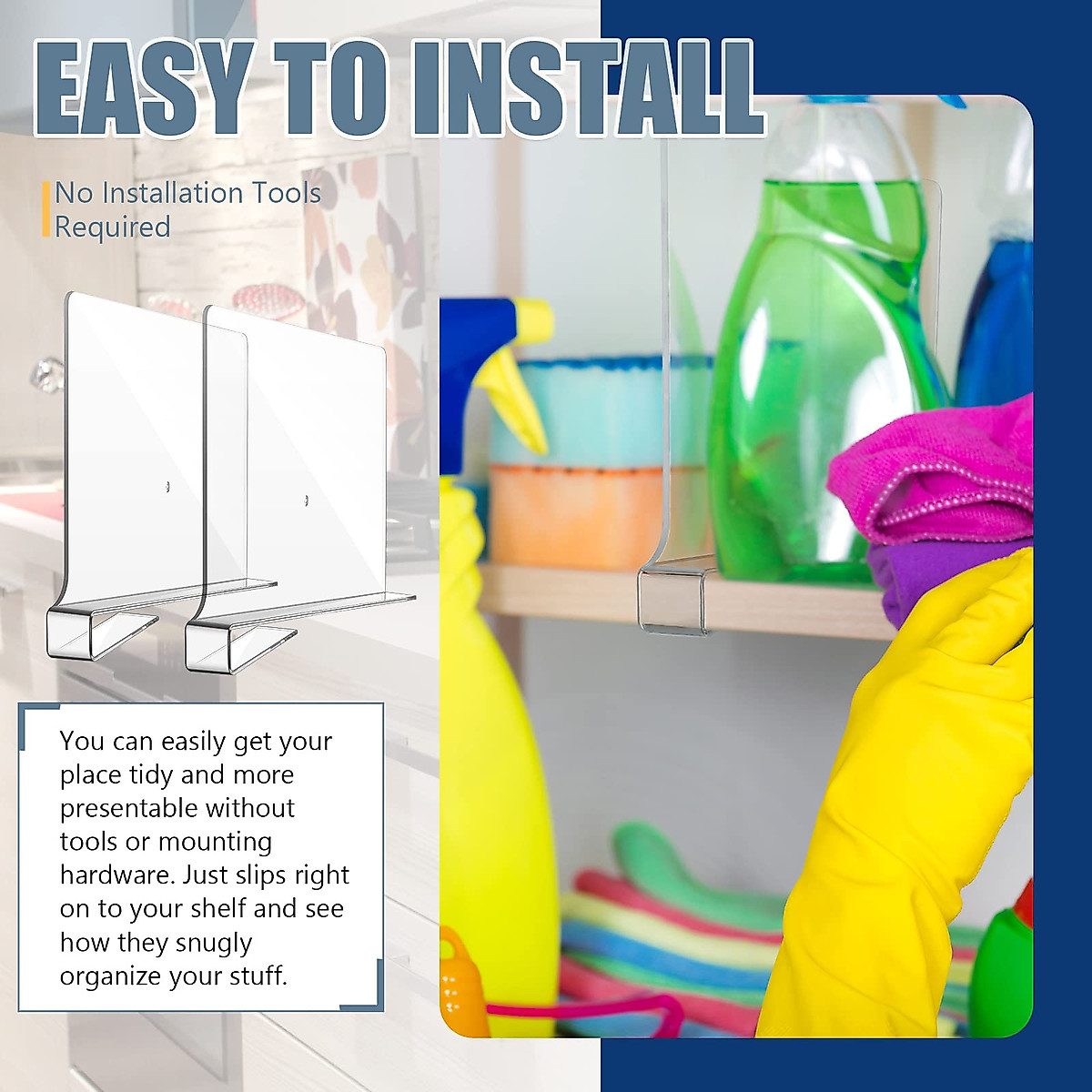 Clear Acrylic Shelf Dividers for Closet Organization Transparent Closet Shelf Divider Organizer Multi Functional Wood Closet Separator for Storage in Bedroom, Kitchen, Office (16 Pieces)