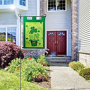 KUUQA Happy St. Patrick's Day Garden Flag Decorative Clovers Irish Green Shamrocks 12 x 18 Inches for Garden and Home Decorations