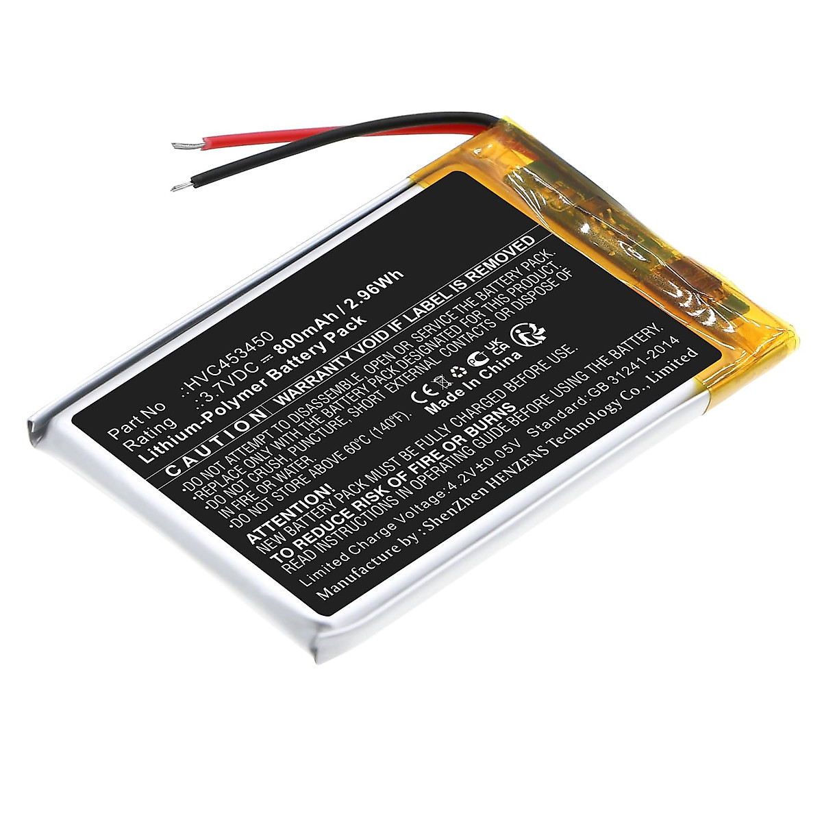 Synergy Digital Credit Card Reader Battery, Compatible with Stripe HVC453450 Credit Card Reader, (Li-Pol, 3.7V, 800mAh) Ultra High Capacity, Replacement for Stripe HVC453450 Battery