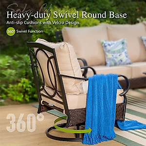 Sophia & William Extra Large Outdoor Patio Furniture Set 4 PCS Metal Patio Conversation Sets with High Back & Deep Seating, 3-Seat Sofa, 2 Swivel Sofa Chairs, 1 Coffee Table, 5.5" Thicken Cushions