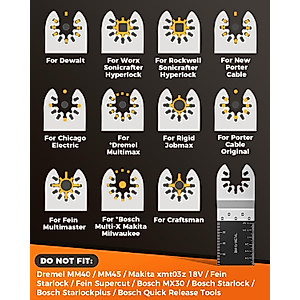 Kyoffiie 60Pcs Oscillating Tool Blades, Universal Metal Wood Plastic Multitool Blades Quick Release Saw Blades Compatible with Fein Multimaster, Milwaukee, Makita, Bosch, Dewalt, Ryobi, Craftsman