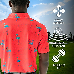 YATTA GOLF Athletic Performance Golf Shirt for Men - (Medium) - Dry-fit Comfort, Moisture Wicking, 4-Way Stretch, Short Sleeve Casual Polo Shirt