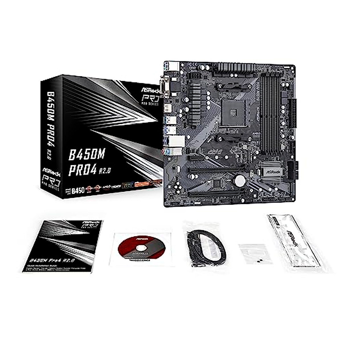 ASROCK B450M PRO4 R2.0 Socket AM4/ AMD B450/ DDR4/ SATA3&USB3.2/ M.2/ Micro ATX Motherboard