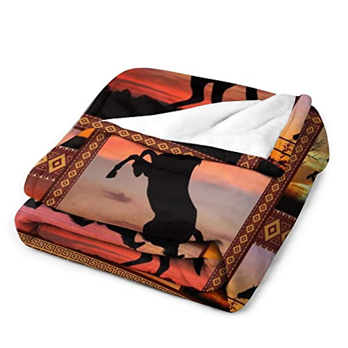 Horse Blanket Animal Print Throw Blanket, Soft Cozy Blanket Fleece Blanket Couch Blanket Bed Throw TV Blanket Horse Lovers Gifts for Girls Women Men - 40"x50"(Child)