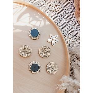 SiennaFox Rattan Fridge Magnet Large Ceramic 1.18in Magnets Boho Home Decor Office Decoration whiteboard Decorative Kitchen Locker Magnetic Aesthetic (Ivory Set of 5)