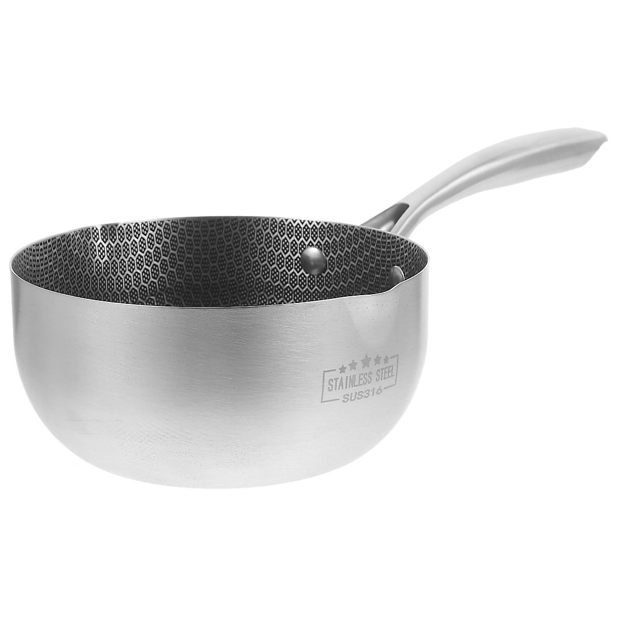 Amosfun Yukihira Saucepan, Traditional Japanese Yukihira Pot Stainless Steel Saucepan Milk Sauce Small Noodle Pot with Handle and Dual Pour Spout Stainless Steel Cookware 20cm