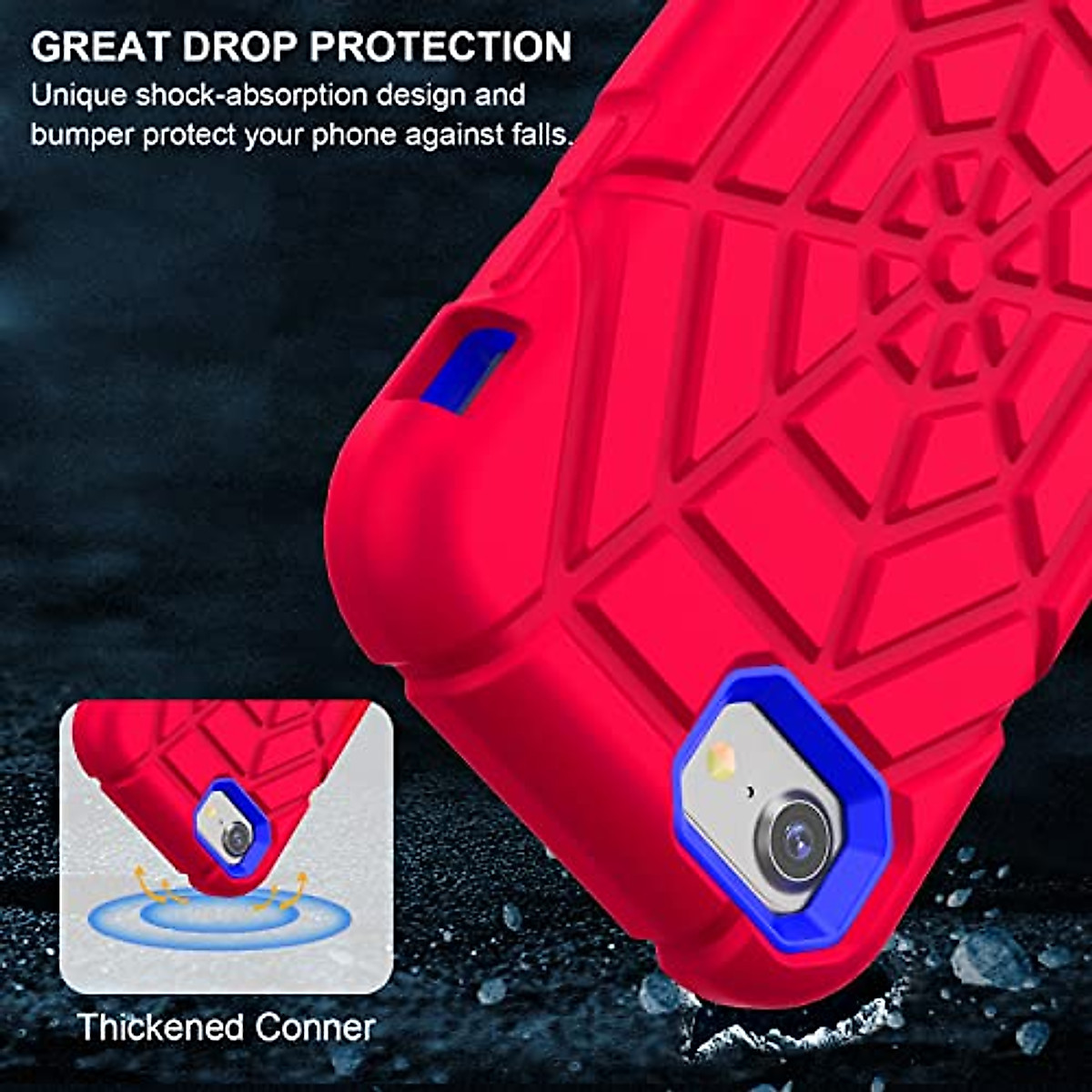 Grifobes for iPhone SE 2022/2020 Case, for iPhone 8/7 / 6 / 6S with [2Pack] Tempered Glass Screen Protector, Heavy Duty Shockproof Protective iPhone SE 3rd/2nd Generation Cover 4.7" for Kids Boys