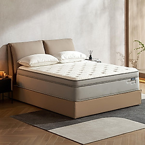 EPITEX Silverluxe Elite King Size Mattress, 14 Inch Gel Memory Foam King Mattress in a Box, Individual Pocket Spring for Low Motion Transfer, Medium Firm Mattress, Gray