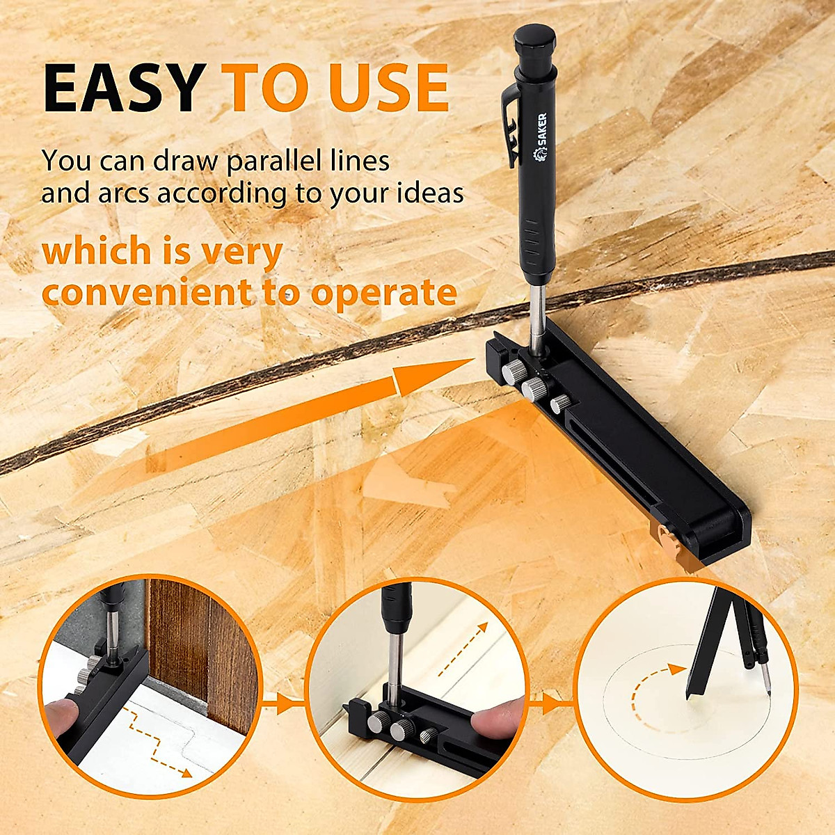 Saker Multi-function Scribing Tool- Construction Pencil- Aluminum Alloy Scribe Tool with Deep Hole Pencil,DIY Woodworking Scribe Gauge Scriber Line Maker Measuring Tool,Multifunctional Tools