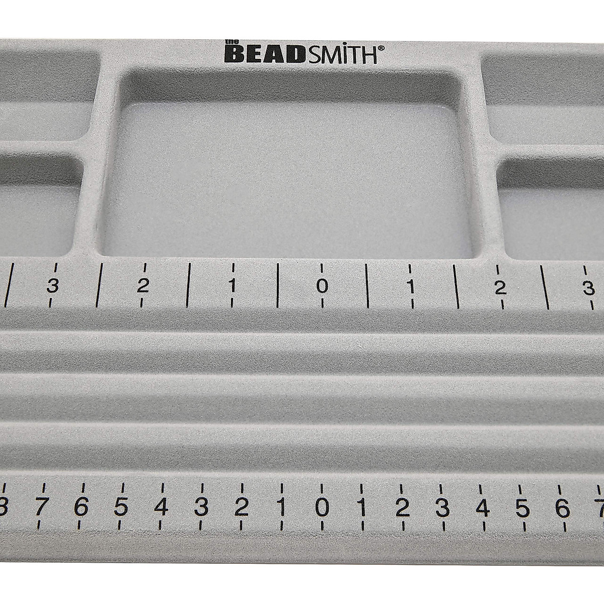 The Beadsmith Mini Bead Board, Grey Flocked, 4 Straight Channels, 5 Recessed Compartments, 7.75 x 11.25 inches, Design Boards for Creating Bracelets, Necklaces and Other Jewelry