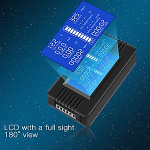 DC Multifunction Battery Monitor Meter,0-200V,0-10A (Widely Applied to 12V/24V/48V RV/Car Battery) LCD Display Digital Current Voltage Solar Power Meter Multimeter Ammeter Voltmeter