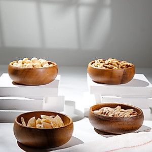 Set of 4 acacia dipping bowl set natural and handmade wood bowl, ideal for olives, nuts and small snacks serving bowls, sauce bowl, snack bowl can be used as home decoration and table decoration
