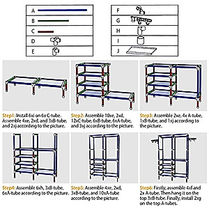 Moclever Garment Racks For Hanging Clothes, Freestanding Closet Wardrobe 66x42x14in, Clothing Shoe Organizer With 6 Shelves For Bedroom