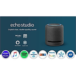 Echo Studio | Our best-sounding smart speaker ever - With Dolby Atmos, spatial audio processing technology, and Alexa | Charcoal
