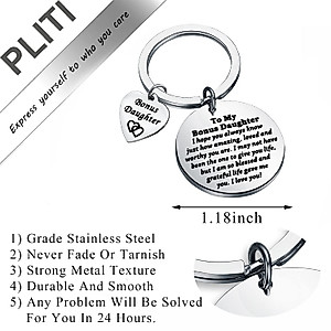 PLITI Bonus Daughter Gift Form Mom Dad Stepdaughter Gift Unbiological Daughter Gift To My Bonus Daughter Keychain (Bonus Daughter blessed)