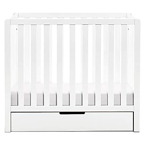 Carter's by DaVinci Colby 4-in-1 Convertible Mini Crib with Trundle Drawer in White, Greenguard Gold Certified, Undercrib Storage