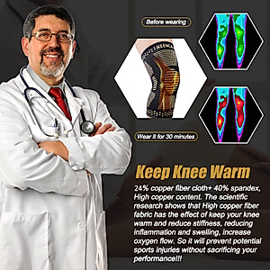 NEENCA Copper Knee Braces for Knee Pain Women & Men - 2 Pack Copper Knee Sleeves Set, Knee Compression Sleeve with Copper Ions Infused Fiber for Sports, Workout, Arthritis Pain, Meniscus Tear. ACE-52