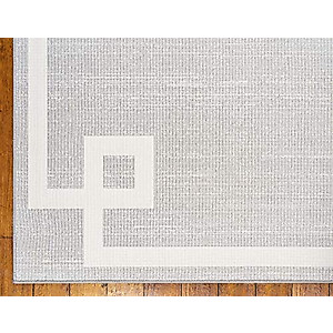 Unique Loom Uptown Collection by Jill Zarin Collection Greek Key Textured Modern Gray Runner Rug (2' 2 x 6' 0)