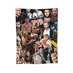 Blanket Chris Hemsworth Soft and Comfortable Warm Fleece Blanket for Sofa,Office Bed car Camp Couch Cozy Plush Throw Blankets Beach Blankets