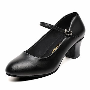 Womens Black Latin Salsa Character Shoes Ballroom Dance Heels Prom Wedding Shoes Dress Pump (8 / Black)