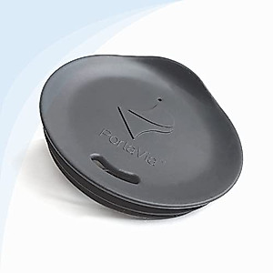 Porta Via Reusable Coffee Cup Silicone Lid – Fits Any Tumbler, Water Bottle, & Ceramic Coffee Mug – Dishwasher-Safe Ceramic Travel Mug Lid Keeps Hot Cups Hot (Medium to Large - Grey)