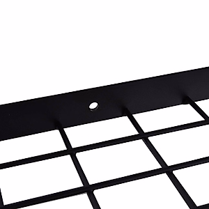 Miyili Pot Rack Square Grid Wall Mounted Kitchen Pot And Pan Organizer Shelf With 10 Hooks, 24 by 10-inch (Black), KR301B1