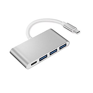 2 Type-A one-to-Four adapters Type-C adapters (Size : Silver)