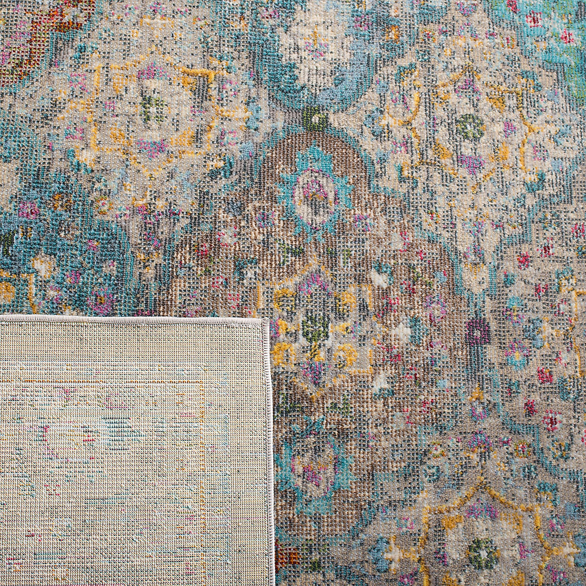 SAFAVIEH Luxor Collection Area Rug - 8' x 10', Ivory & Turquoise, Handmade Boho Chic, Ideal for High Traffic Areas in Living Room, Bedroom (LUX329A)