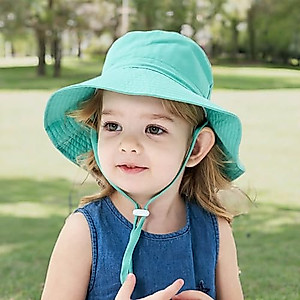 Baby Sun Hat Toddler Summer UPF 50+ Sun Protection Baby Boy Hats Beach Hats Wide Brim Bucket for Baby Girl Adjustable Kid Cap A 2 Pack Navy & Gray 0-6 Months