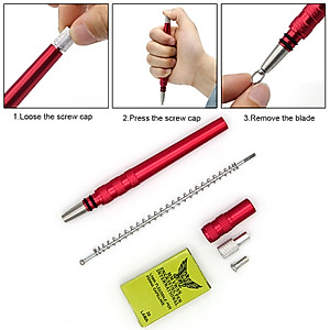 AHIER Hair Razor Pen, Hair Tattoo Trim Styling Face Eyebrow Shaping Device, Engraved Pen with 20 Blades, DIY Hair Styling Eyebrows Beards Razor Tool (pen with blade)