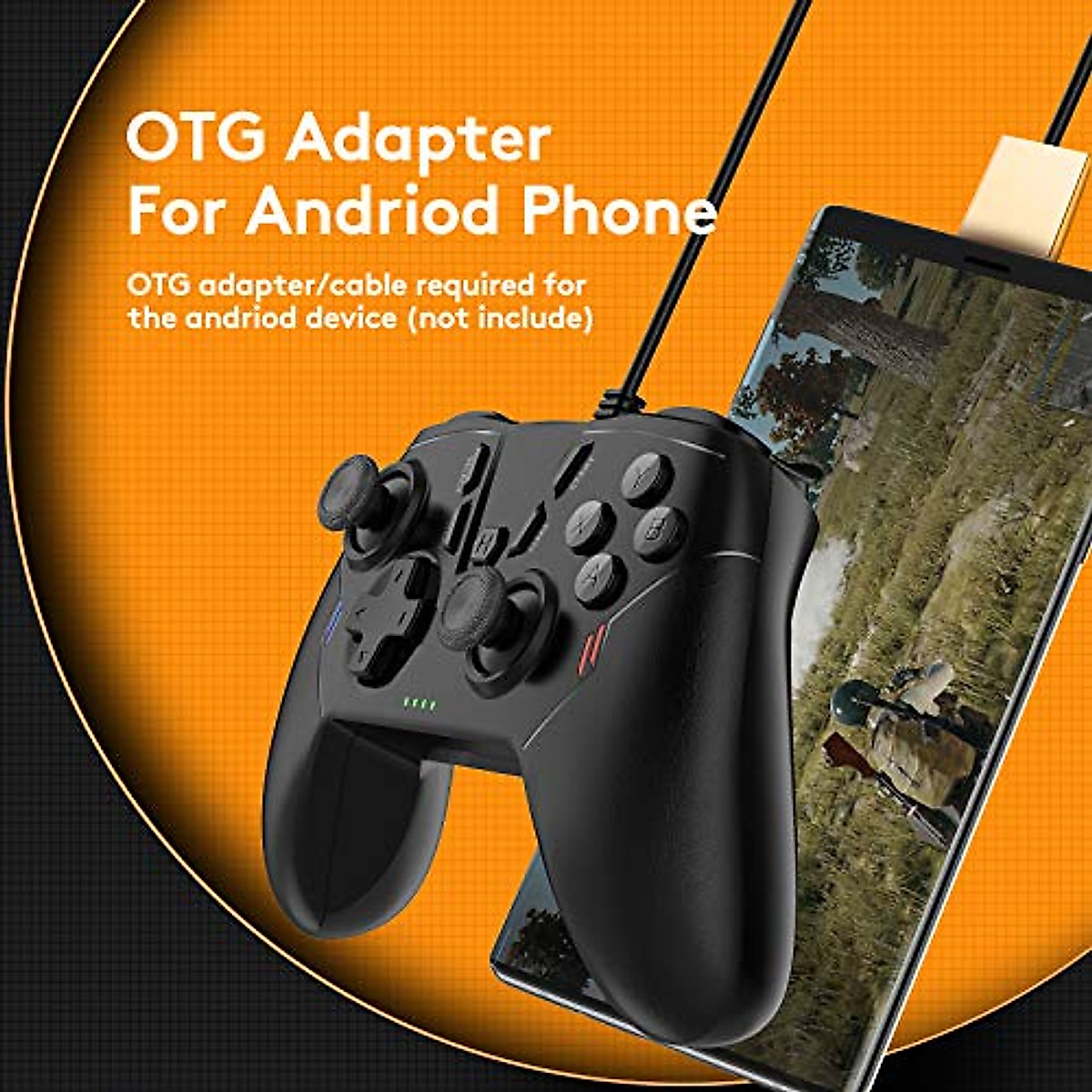 Uberwith Wired PC Game Controller, Joystick Gamepad Controller for PC Game Controller Compatible With Steam, PS3, Windows 10/8/7 PC, Laptop, TV Box, Android Mobile Phones