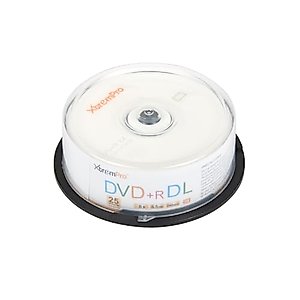 XtremPro DVD+R DL 8X 8.5GB 240min Recordable & White Inkjet Printable Double Layer DVD 25 Pack Blank Discs in Spindle - 11126