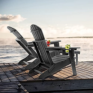 Adjustable Backrest Adirondack Chair,Folding Adirondack Chairs,Plastic Adirondack Chairs with Ottoman,Weather Resistant Adirondack Chair, Fire Pit Chairs with Cup Holder,Resin Adirondack Chairs