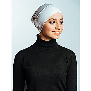VeilWear No pins, cotton head scarf, instant hijab two piece, ready to wear muslim accessories for women (white), One Size