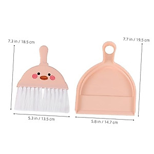 1 Set Mini Hand Broom Dustpan Pets Animal Waste Cleaning Tool Housekeeping Dust Pan Keyboard Broom Brush Small Cleaning Brush Table Crumb Sweeper Mini Handheld Broom Plastic Pink Mobestech