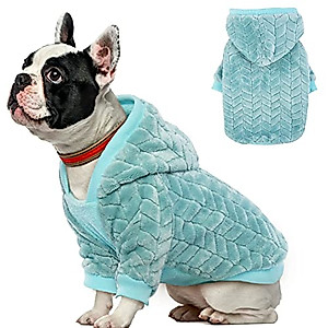Yagamii Winter Dog Clothes Fleece Flannel Dog Hoodie Warm Dog Coat Jacket for Small Dogs Cats Puppy, Dog Sweater with Hat and Leash Hole Green Pet Clothes Cold Weather Dog Apparel