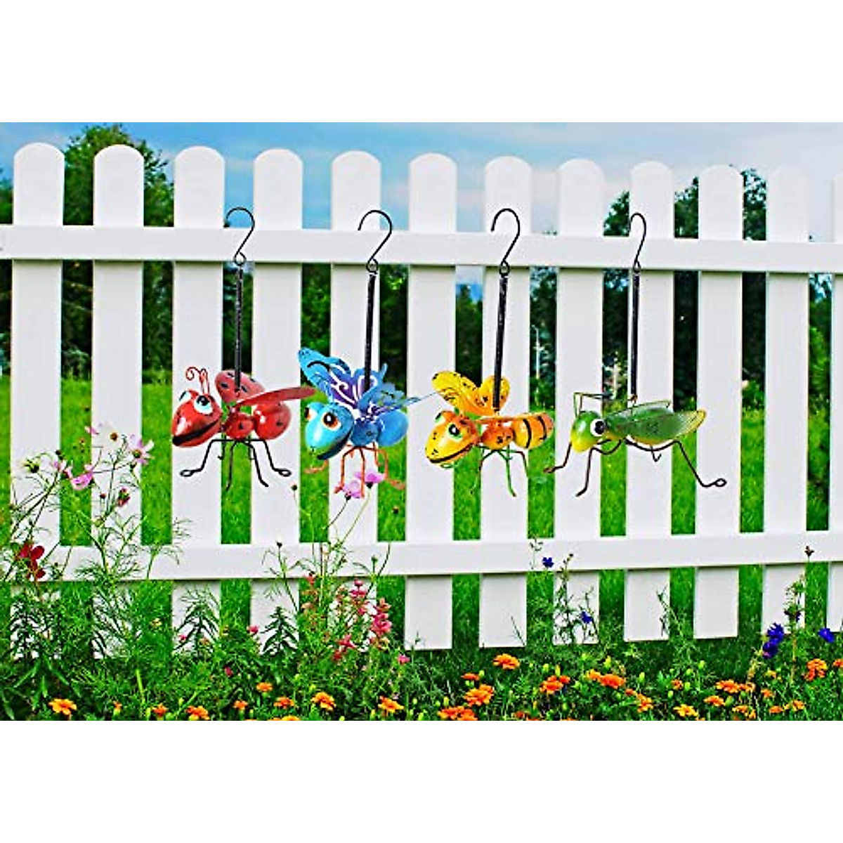 GIFTME 5 Metal Garden Sculptures Statues Yard Art Decoration,Set of 4 Garden Decor Perfect Hanging The Tree, Porch,Backyard or Patio Wall Decor