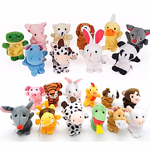 22 pcs Plush Animals Finger Puppet Toys - Mini Plush Figures Toy Assortment for Kids, Soft Hands Finger Puppets Game for Autistic Children, Great Family Parents Talking Story Set