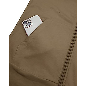 Fallorchid Womens Full-Zip Hoodies Casual Long Sleeve Sweatshirt with Pockets (1-Khaki,Medium,US,Alpha,Adult,Female,Medium,Regular,Regular)