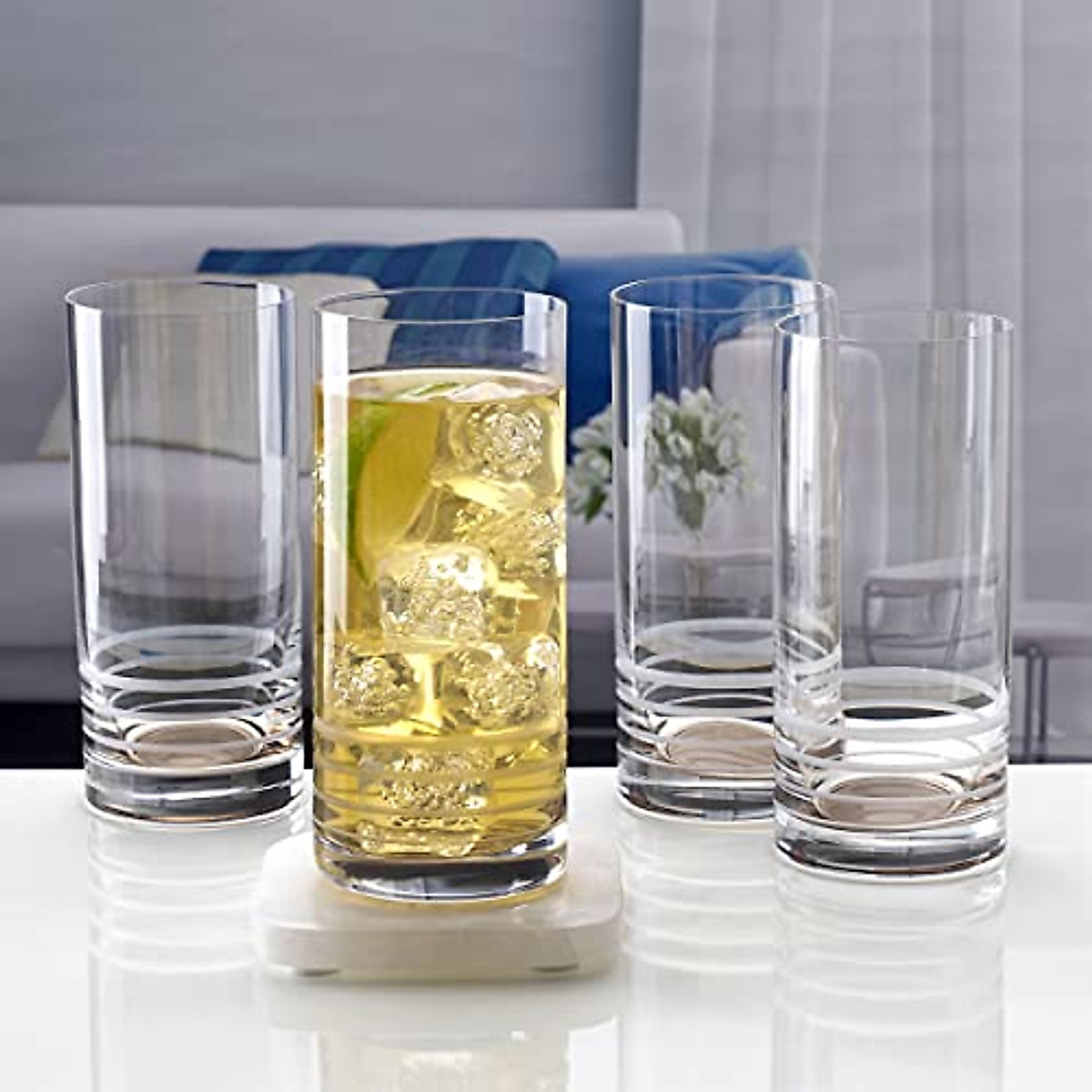 Mikasa Cal Ombre Highball Tumbler Cups, Set of 4, 17-Ounce, Gray