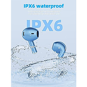 Wireless Earbuds Bluetooth 5.3 Earphones IPX6 Waterproof Headphones 2022 New Stereo Headsets with 4 Mics USB-C Charging Case in Ear 30H Deep Bass Noise Cancelling Ear Buds for iPhone Android iOS Blue