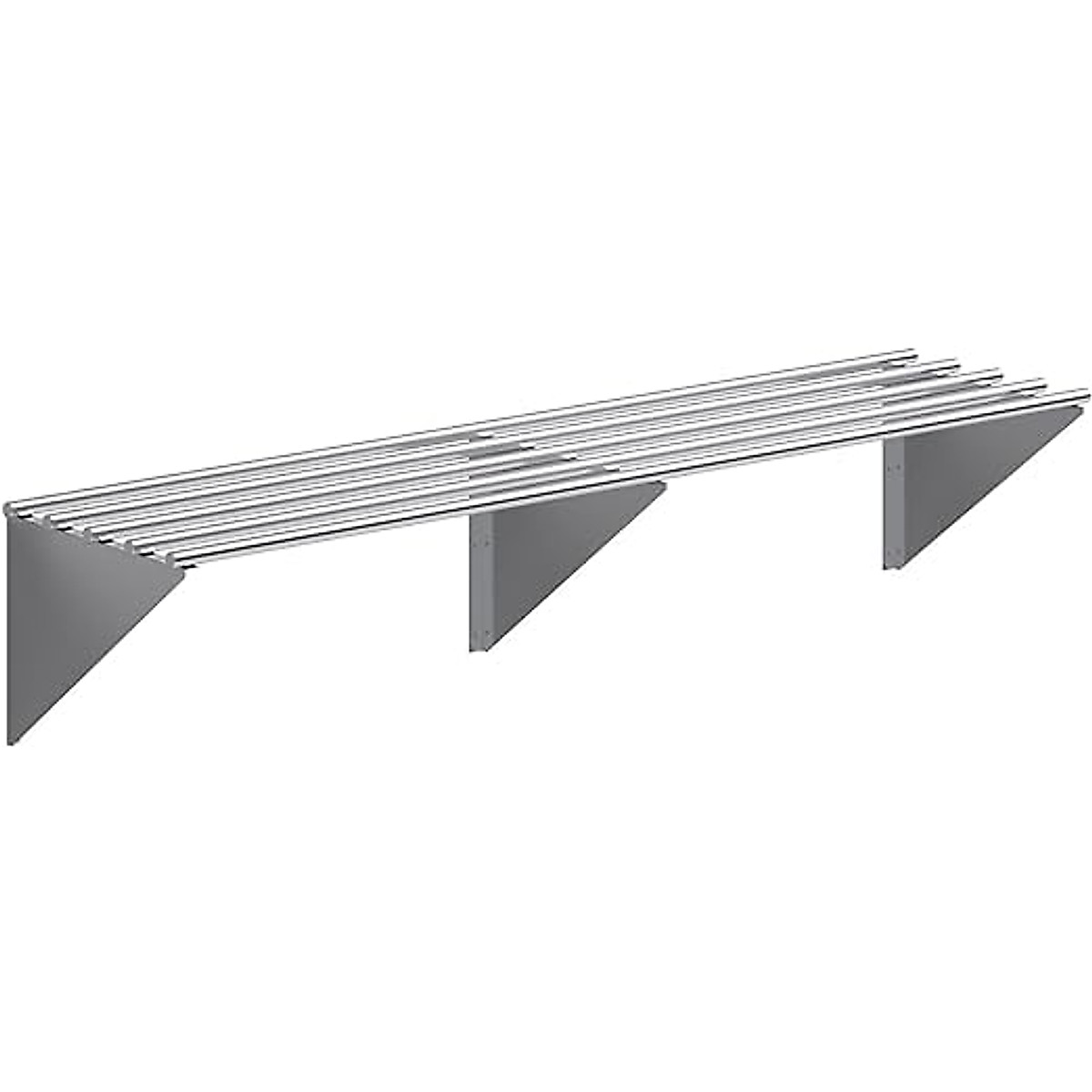 Express KitchQuip Premium Quality Stainless Steel Tubular Wall Shelf | Appliance & Equipment Metal Shelving | Kitchen, Restaurant, Garage, Laundry, Utility Room | NSF Certified | (72" Long x 18" Deep)