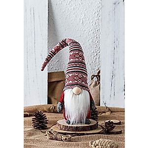 Funoasis Holiday Gnome Handmade Swedish Tomte, Christmas Elf Decoration Ornaments Thanks Giving Day Gifts Swedish Gnomes tomte (Red Stripe - 19 Inches)