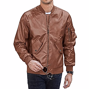 COOFANDY Men's Leather Bomber Jackets Fashion Disco Jacket Varsity Jackets Coat