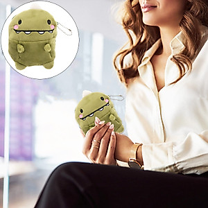 FENICAL Dinosaur Plush Coin Purse Fluffy Cute Hand Bag Mini Wallet Card Pouch Zipper Change Phone Holder for Women Girls Kids