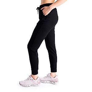 Yogipace Petite Women's Lightweight Anti-Shrink Active Joggers Lounge Sweatpants Yoga Jogger Pants,25",Black,Size XL