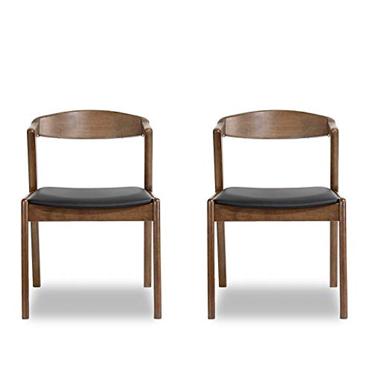 Allora Mid Century Faux Leather Leather Dining Chair in Black (Set of 2)