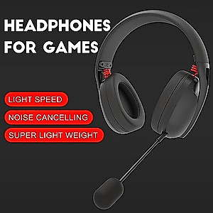 HZGAMER Bluetooth Wireless Gaming Headset - 40MM Drivers Lightweight Over-Ear Headphones, Lightspeed 2.4GHz Wireless Headset Compatible with PC, PS4, PS5, Nintendo Switch, Mobile (Pink)
